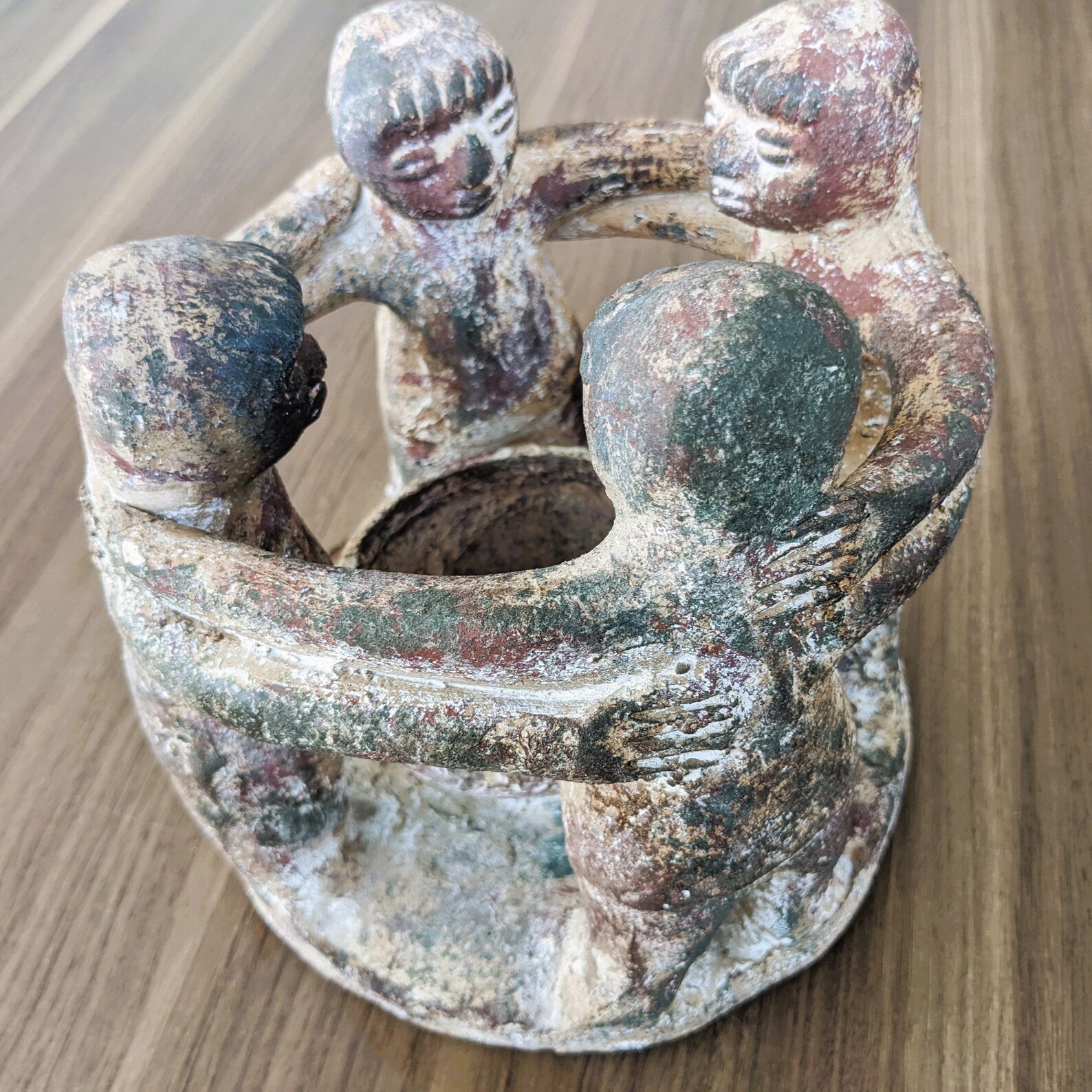 Vintage Mexican Circle of Friends Candle Holder Made of Clay Terracotta ...