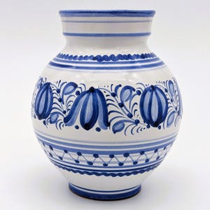 Cute Vintage Vase From Modra Slovakia Studio Pottery Blue and White 6.7 ...