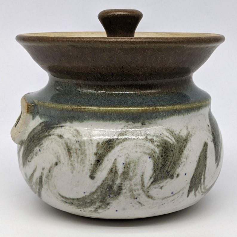 Vintage Studio Pottery Jam Jar: Signed Stoneware Swirl Glaze Kitchen ...