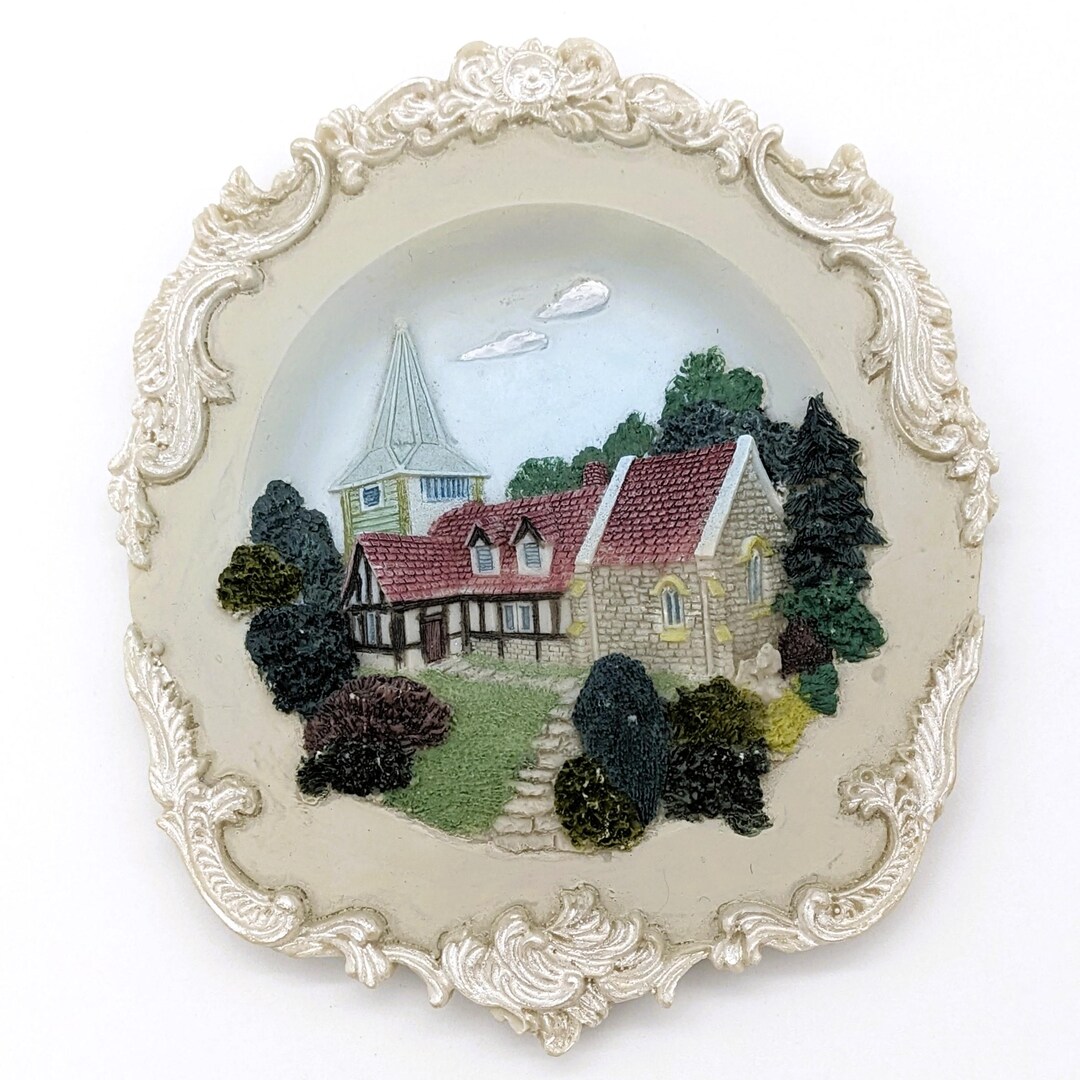 Vintage 3D Small Decorative Plaque Countryside House | Retro Home Decor ...
