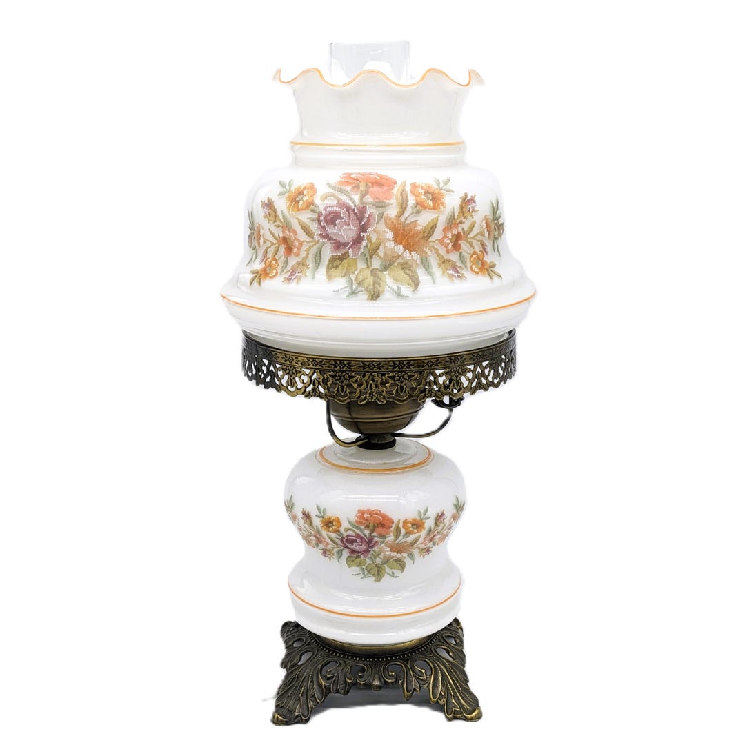 Vintage Classic Lamp 1970s Dero Canada #550 | 3 Way Floral Hurricane ...