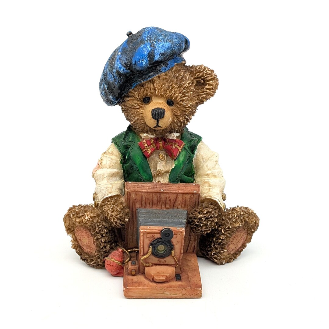 Teddy Bear Figurine Photographer | Hand-painted Resin 4 in / 10 Cm ...