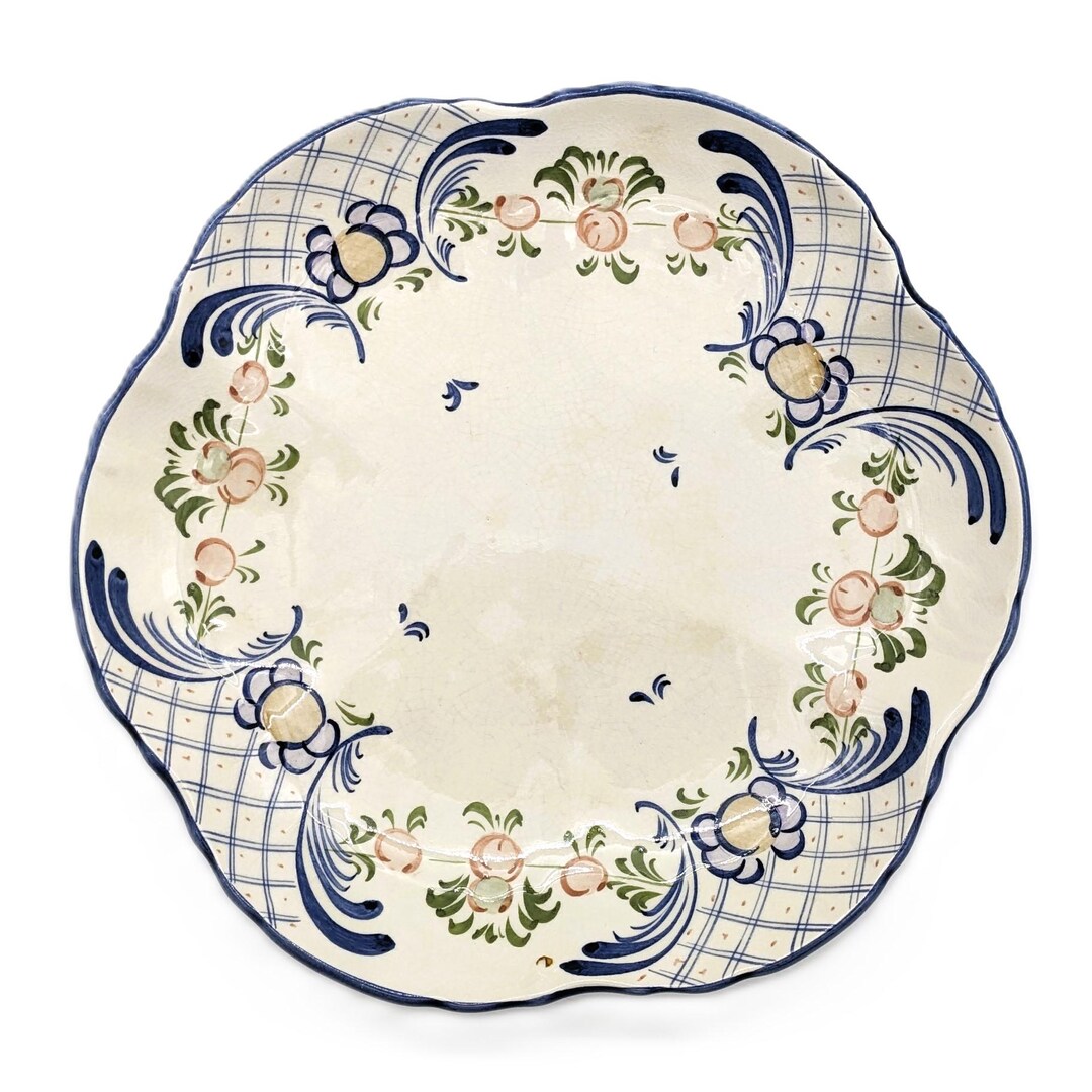 Rare Plate Zeller Keramik 'favorite' Floral | Handmade Unique Scalloped ...