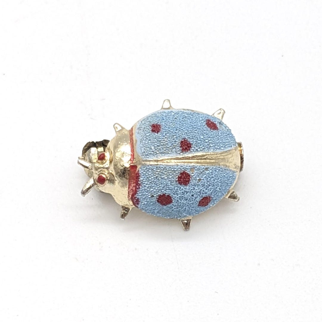 Mini Brooch Blue Lady Bug Made in Korea | Vintage Cute Lady Bug Pin ...