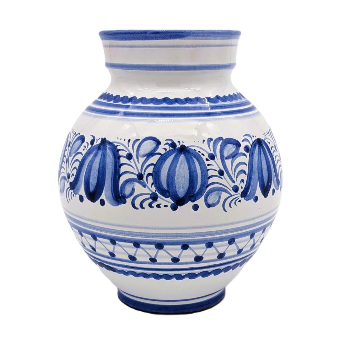 Cute Vintage Vase From Modra Slovakia Studio Pottery Blue and White 6.7 ...
