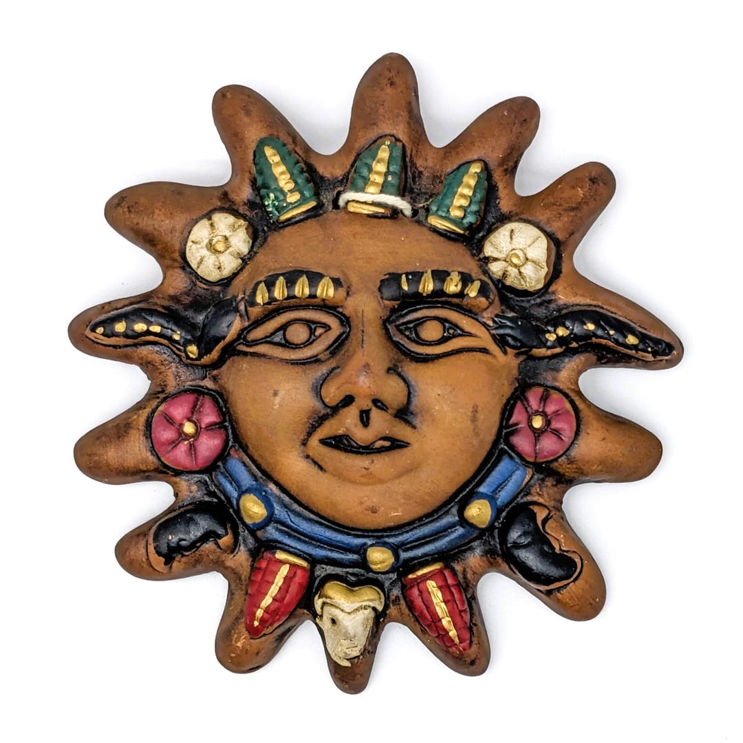 Vintage Tribal Sun Wall Plaque Handmade | Terracotta Sun Face Wall Art ...