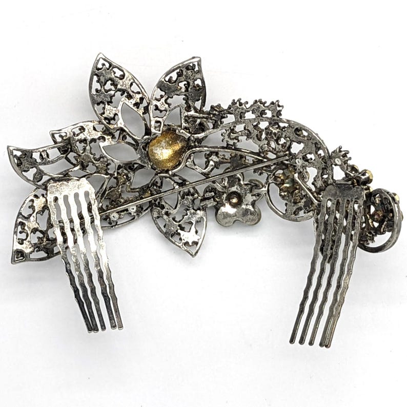 Vintage Rhinestone Flower Hair Comb: Aurora Borealis Bridal Hair ...