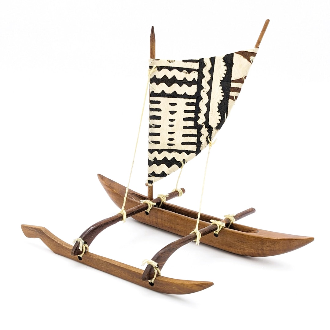 Handmade Outrigger Canoe Made in Hawaii Model | Vintage Koa Wood ...