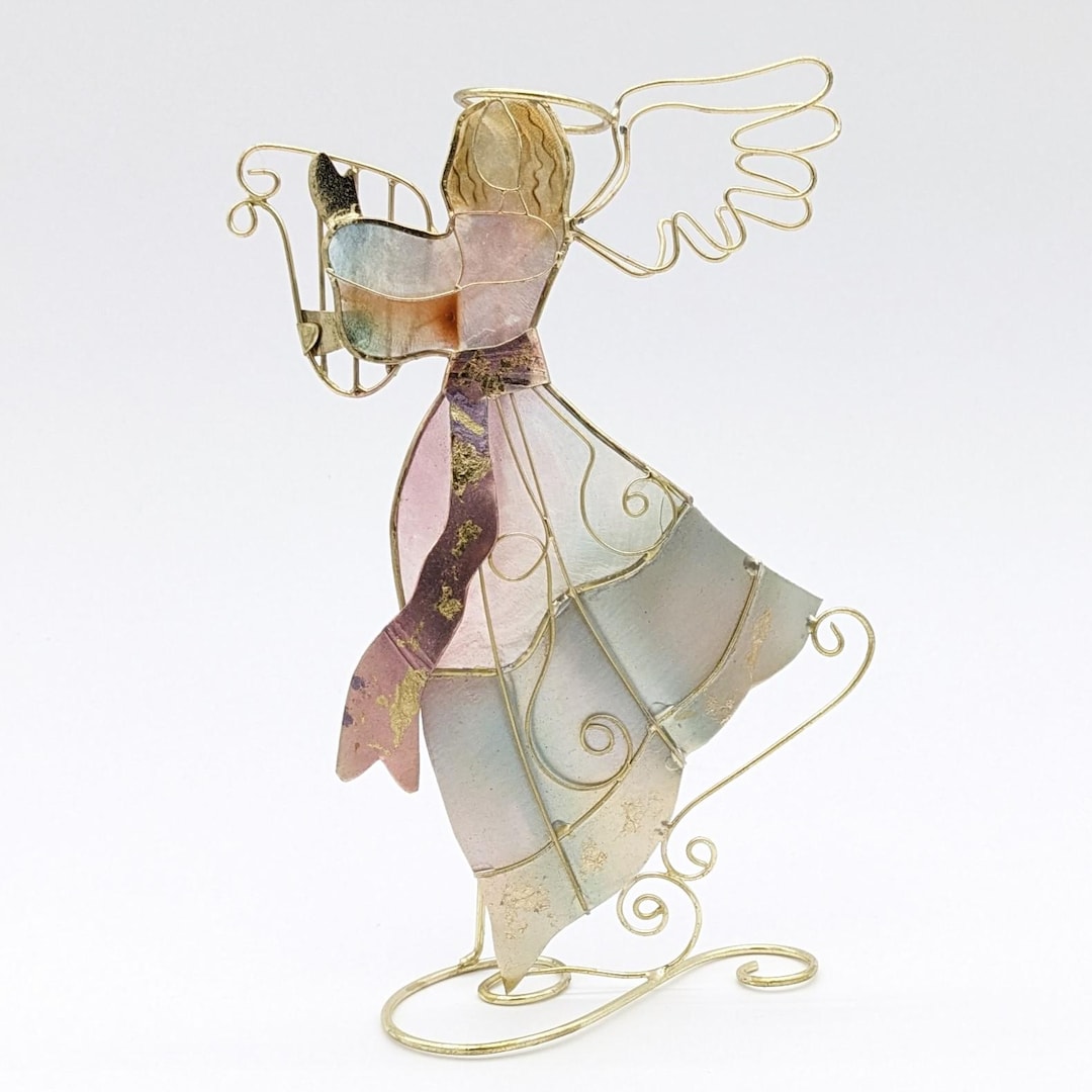 Capiz Shell Angel Vintage Filipino Holiday Decor Iridescent Wire Frame ...