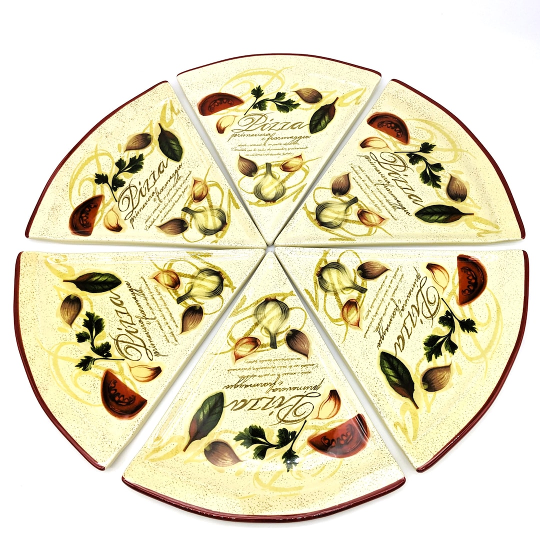 Vintage Pizza Slice Plates Set of 6 by Stokes Tuscan Fun Pizza Serving ...