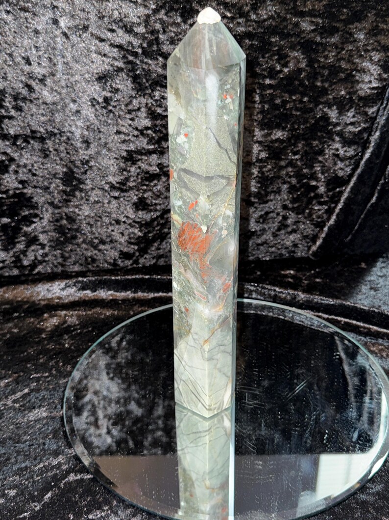 11” African Bloodstone Tower Large Heliotrope Crystal Point Polished ...