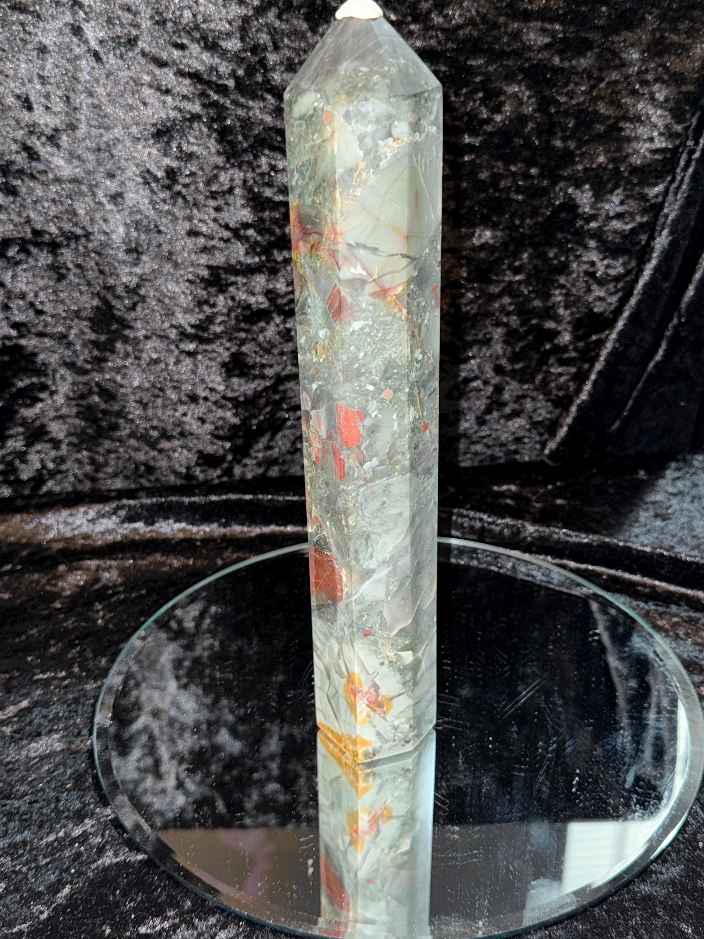11” African Bloodstone Tower Large Heliotrope Crystal Point Polished ...