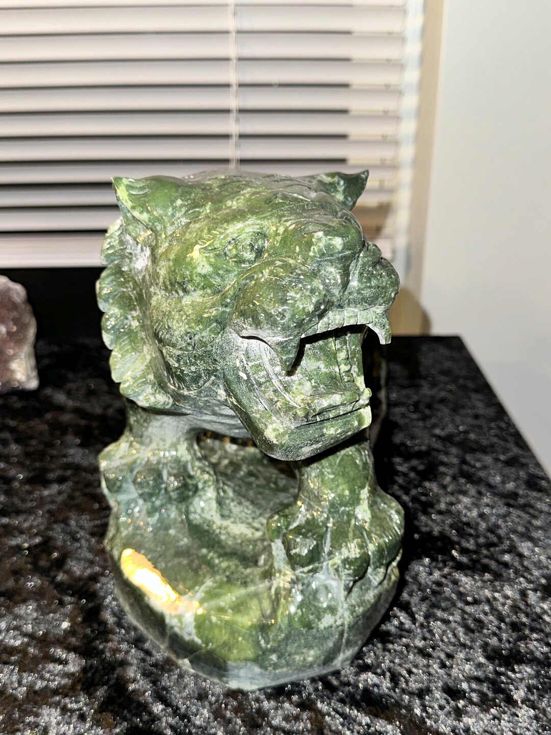 16 Inch Long Green Jade Tiger Carving - Etsy