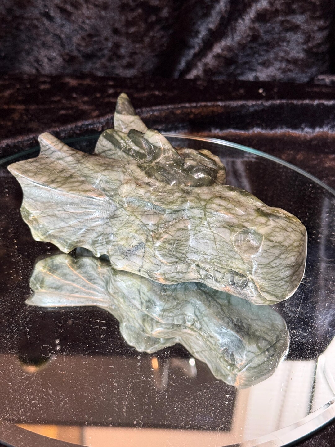 5.7” Picasso Jasper Dragon Head Carving | Crystal Dragon Skull | Stone ...