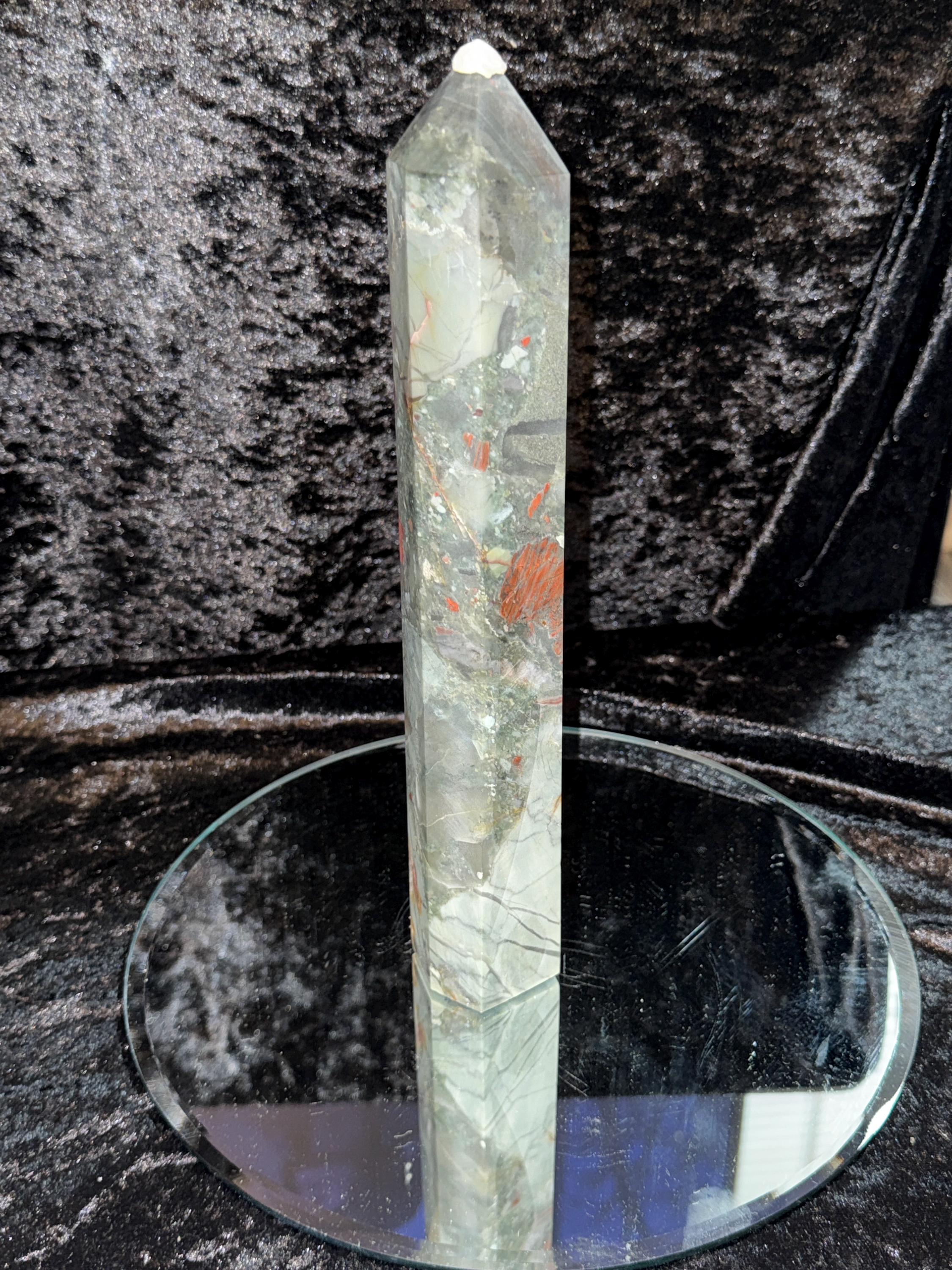 11” African Bloodstone Tower Large Heliotrope Crystal Point Polished ...