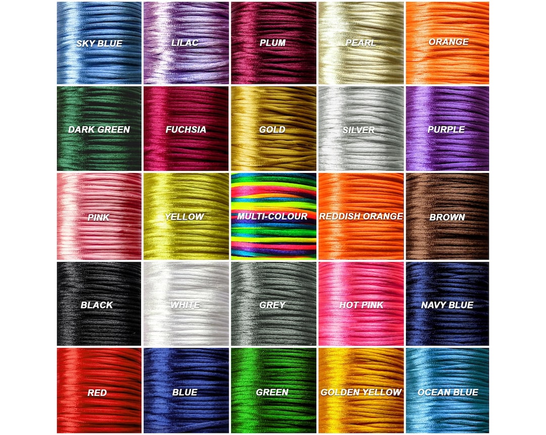 2mm Nylon Rattail Cord Satin-like Silicone Bead Jewellery Scrapbook ...