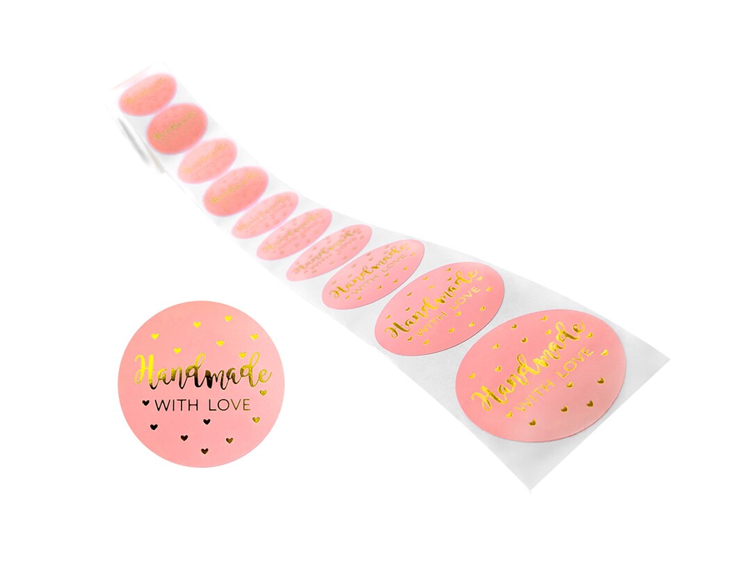 3.8cm Handmade With Love Stickers Labels Large Round for Crafts Paper ...