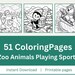 Zoo Animals Playing Sports Coloring Pages, Kid’s Coloring Pages ...