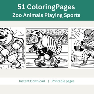 Zoo Animals Playing Sports Coloring Pages, Kid’s Coloring Pages ...