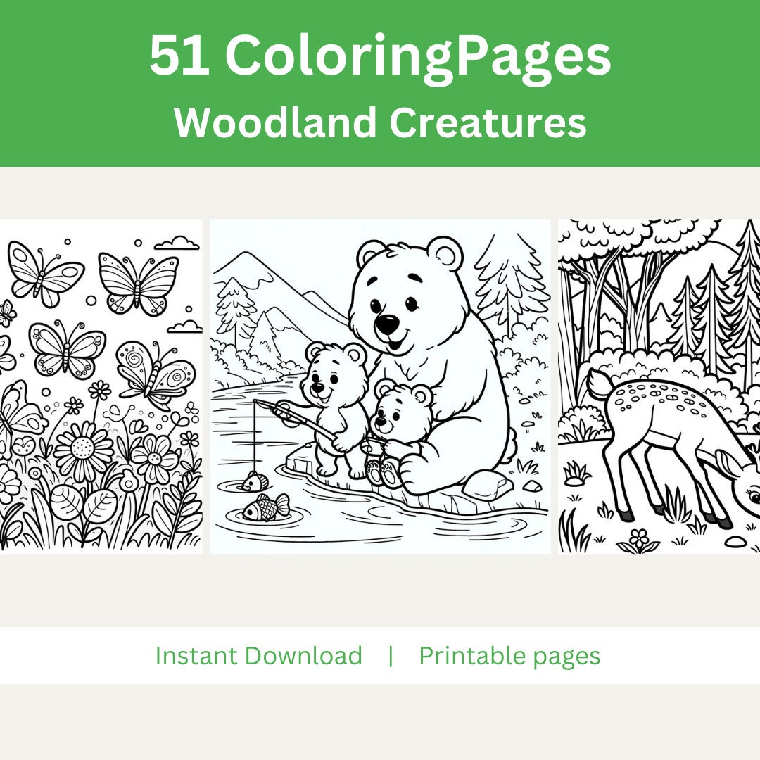 Woodland Creatures Coloring Pages, Kid’s Coloring Pages, Printable ...