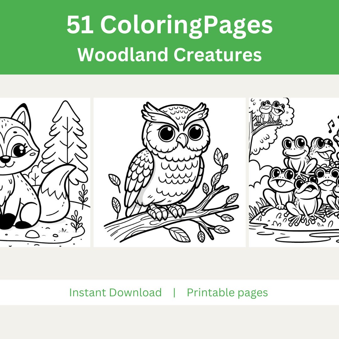Woodland Creatures Coloring Pages, Kid’s Coloring Pages, Printable ...