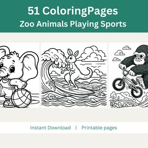 Zoo Animals Playing Sports Coloring Pages, Kid’s Coloring Pages ...