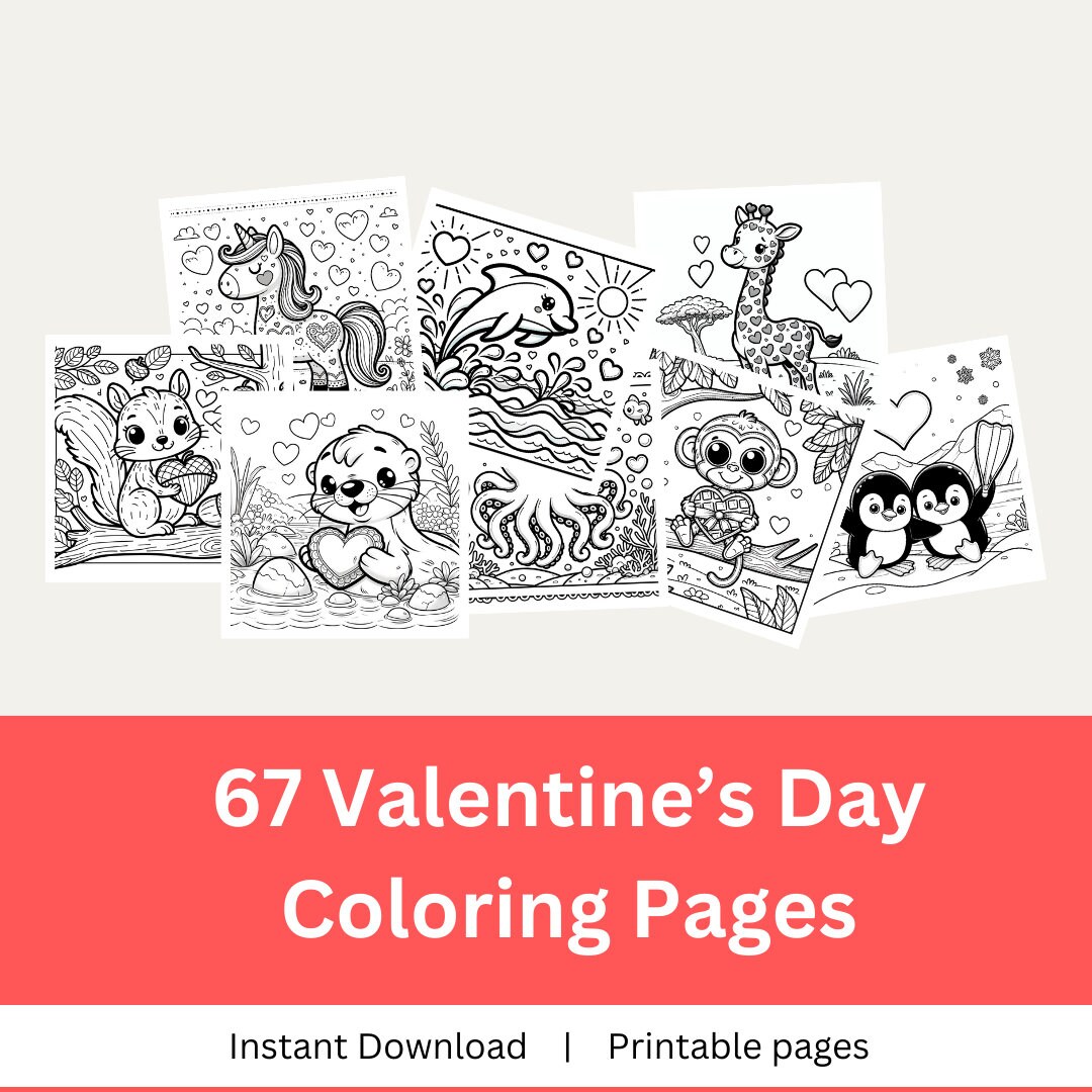 Valentine's Animals Coloring Pages, Kid’s Coloring Pages, Printable ...