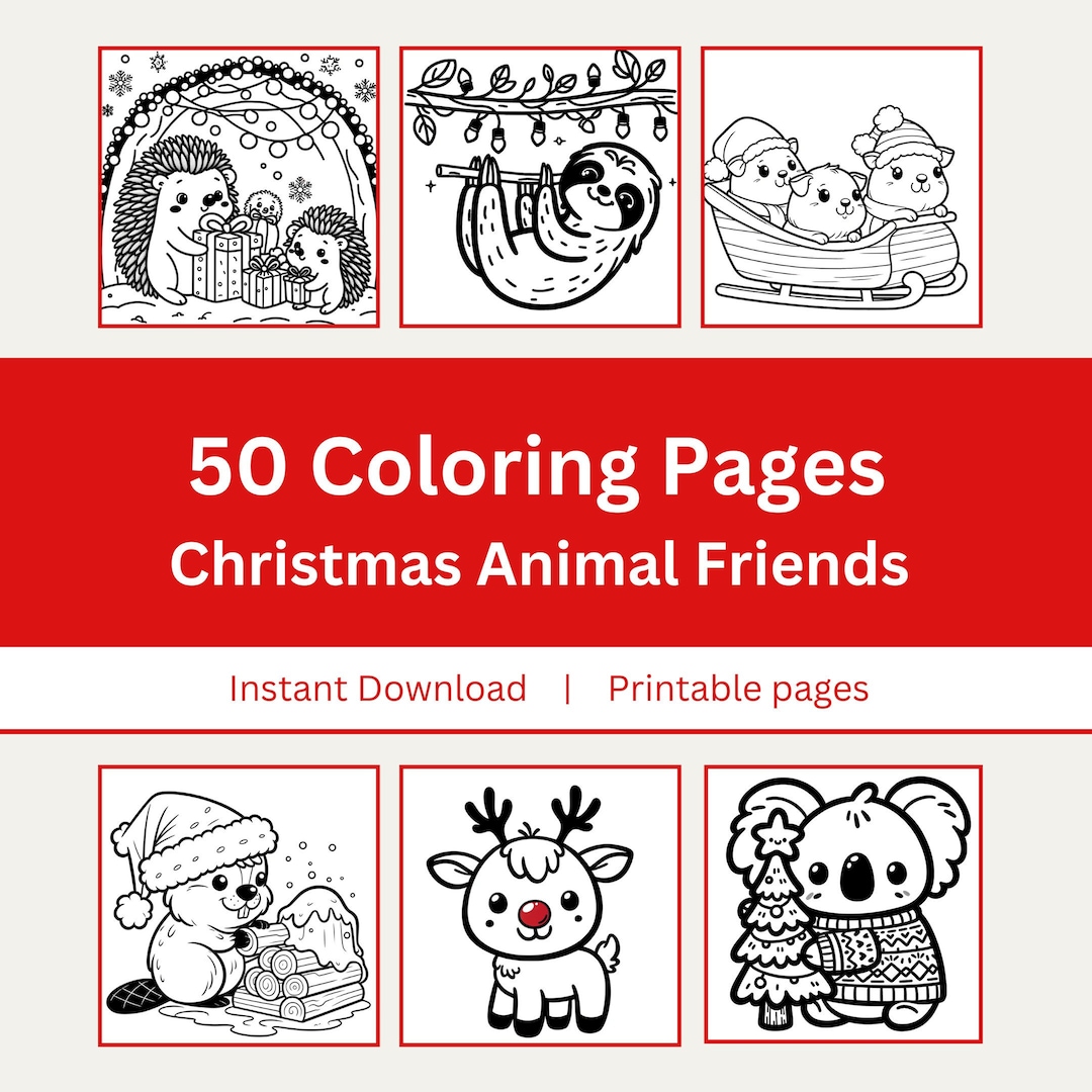 Christmas Animals Coloring Pages, Kid’s Coloring Pages, Printable ...