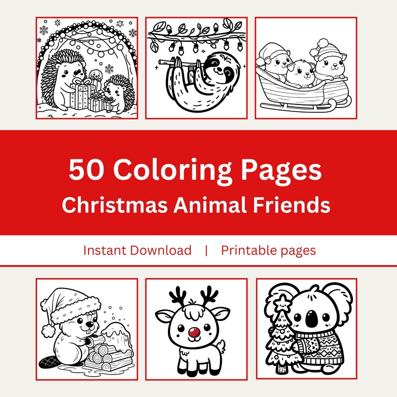 Christmas Animals Coloring Pages, Kid’s Coloring Pages, Printable ...
