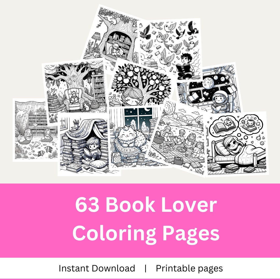 Book Lovers' Animals Coloring Pages, Coloring Pages, Printable Coloring ...