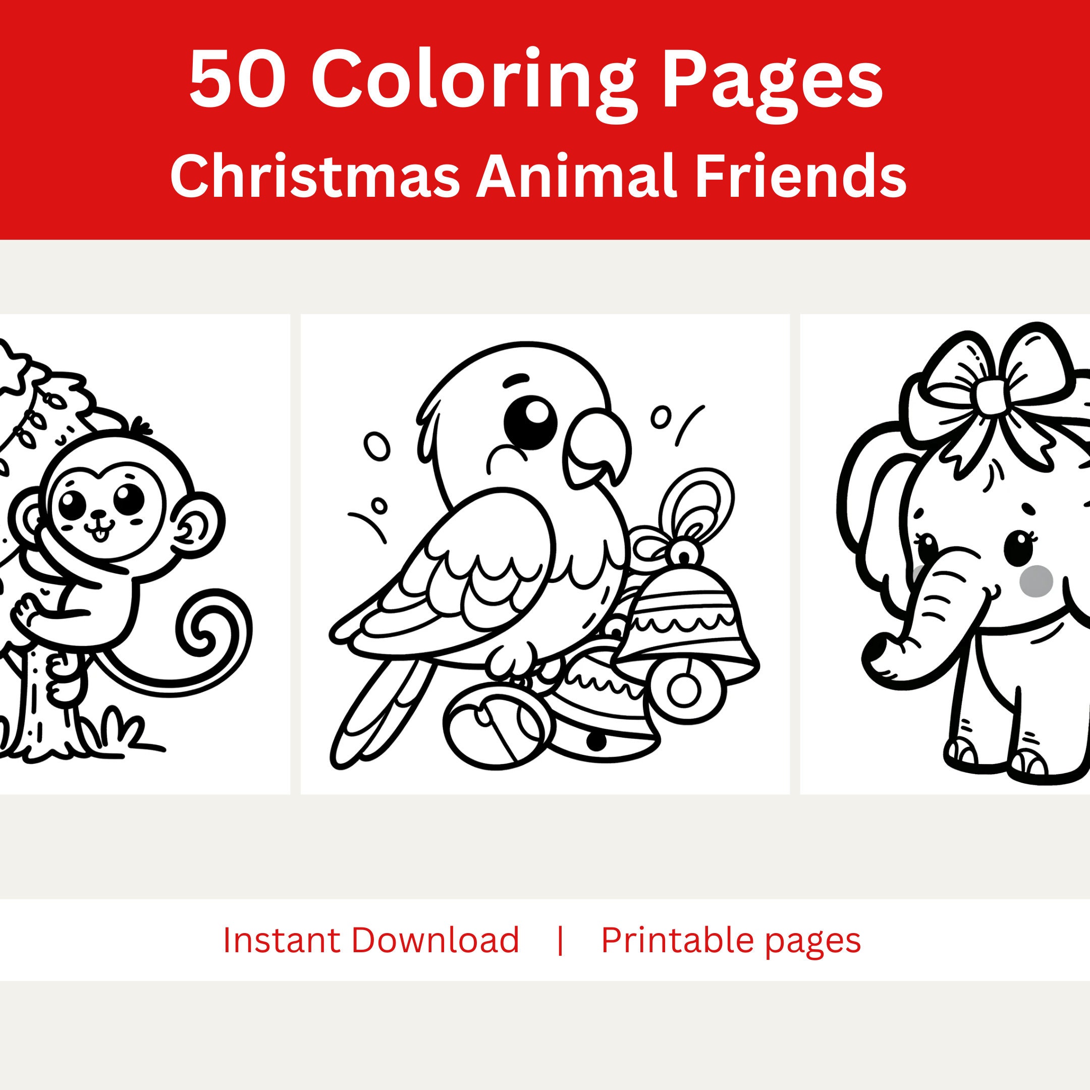 Christmas Animals Coloring Pages, Kid’s Coloring Pages, Printable ...