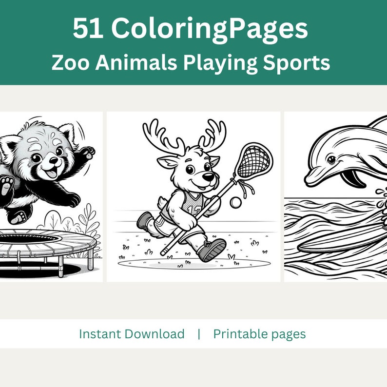Zoo Animals Playing Sports Coloring Pages, Kids Coloring Pages ...