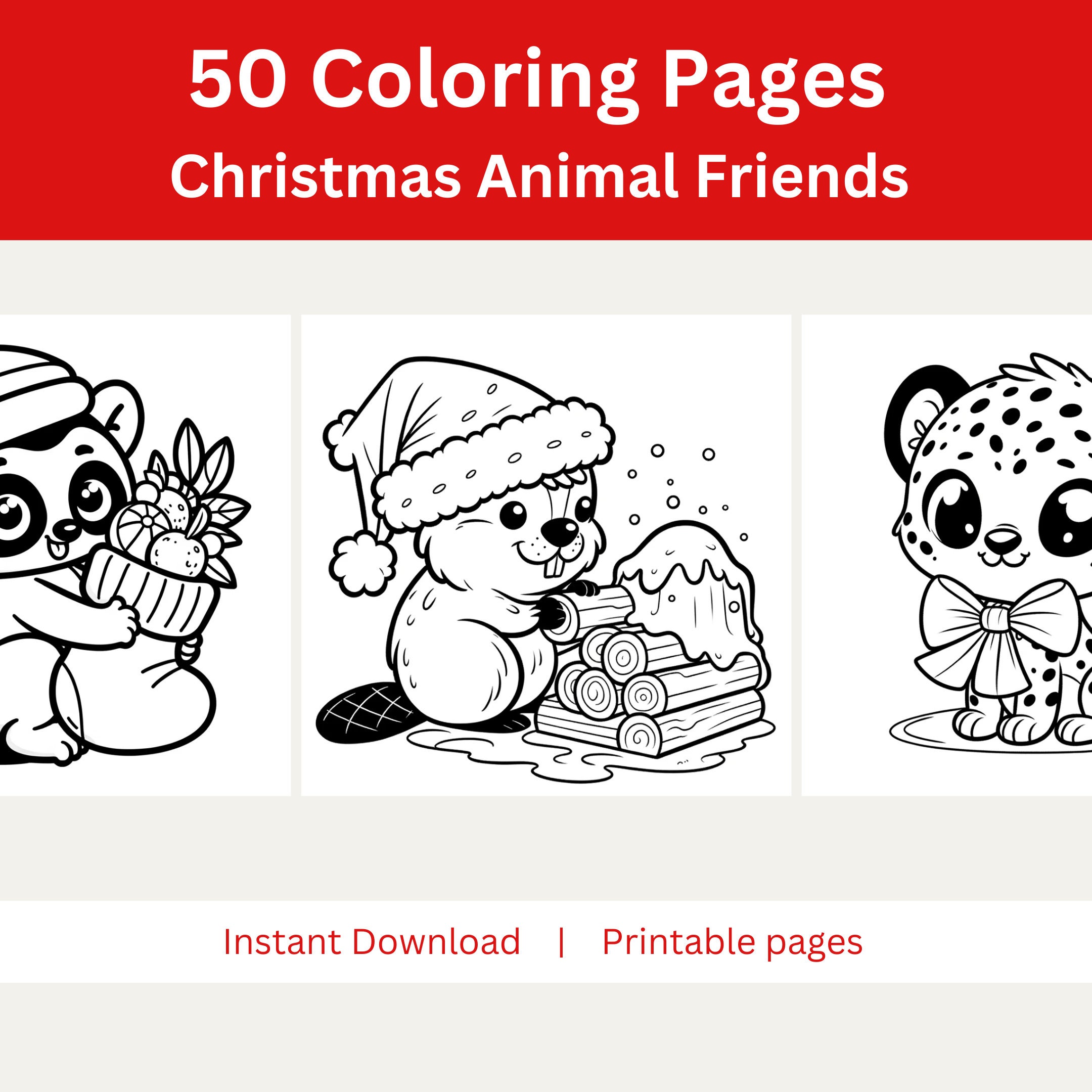 Christmas Animals Coloring Pages, Kid’s Coloring Pages, Printable ...