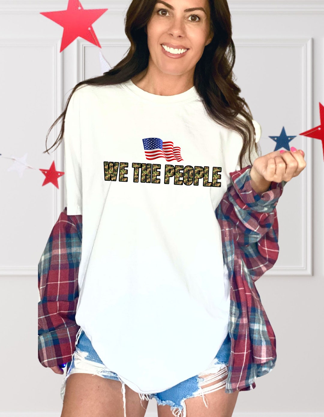 We the People Camo Letter USA Flag Short Sleeve Tee - Etsy