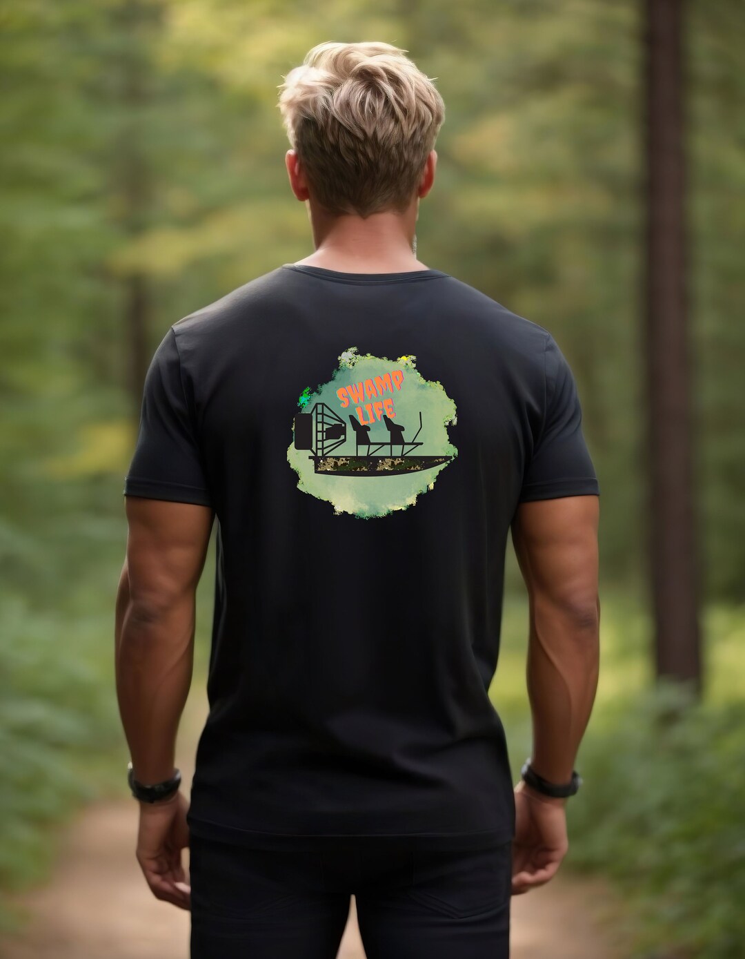 Swamp Life Airboat Pocket T-shirt Air Boater Tee Back Print Graphic T ...