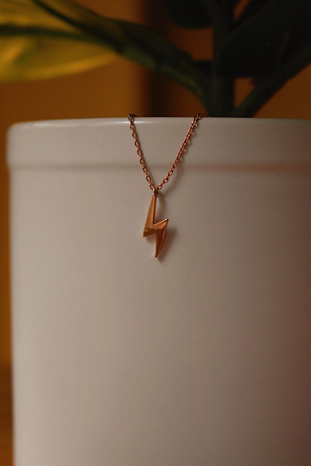 Lightning Bolt Rose Gold Necklace - Etsy