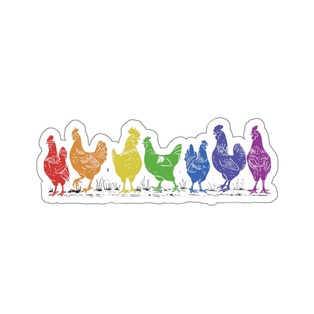 Chicken Sticker, Rainbow Chickens, Rainbow Chicken Sticker, Chicken ...