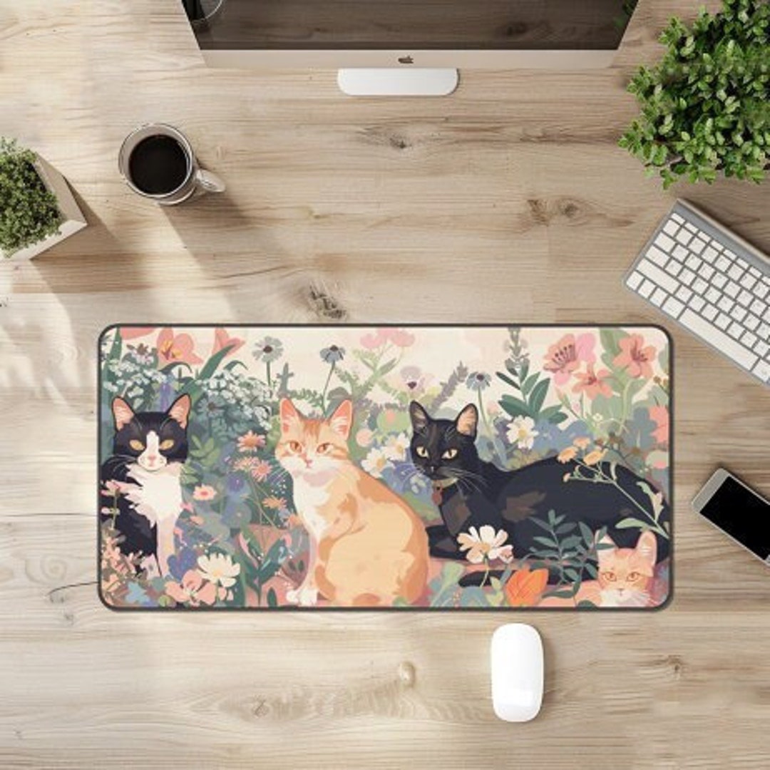 Desk Mat Cute Cat, Cute Desk Mat, Office Cat Decor, Cat Mom Desk ...