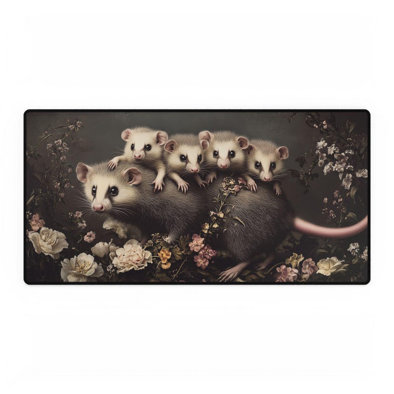 Opossum Mom Desk Mat, Gaming Mouse Pad, MTG Playmat, Cute Animal Office ...