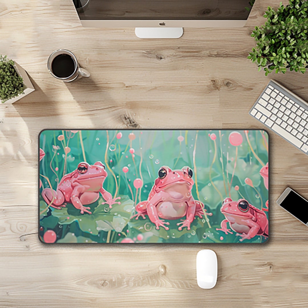 Frog Deskmat, Pink Frog Mat, Frog Desk Decor, Frog Desk Accessories ...