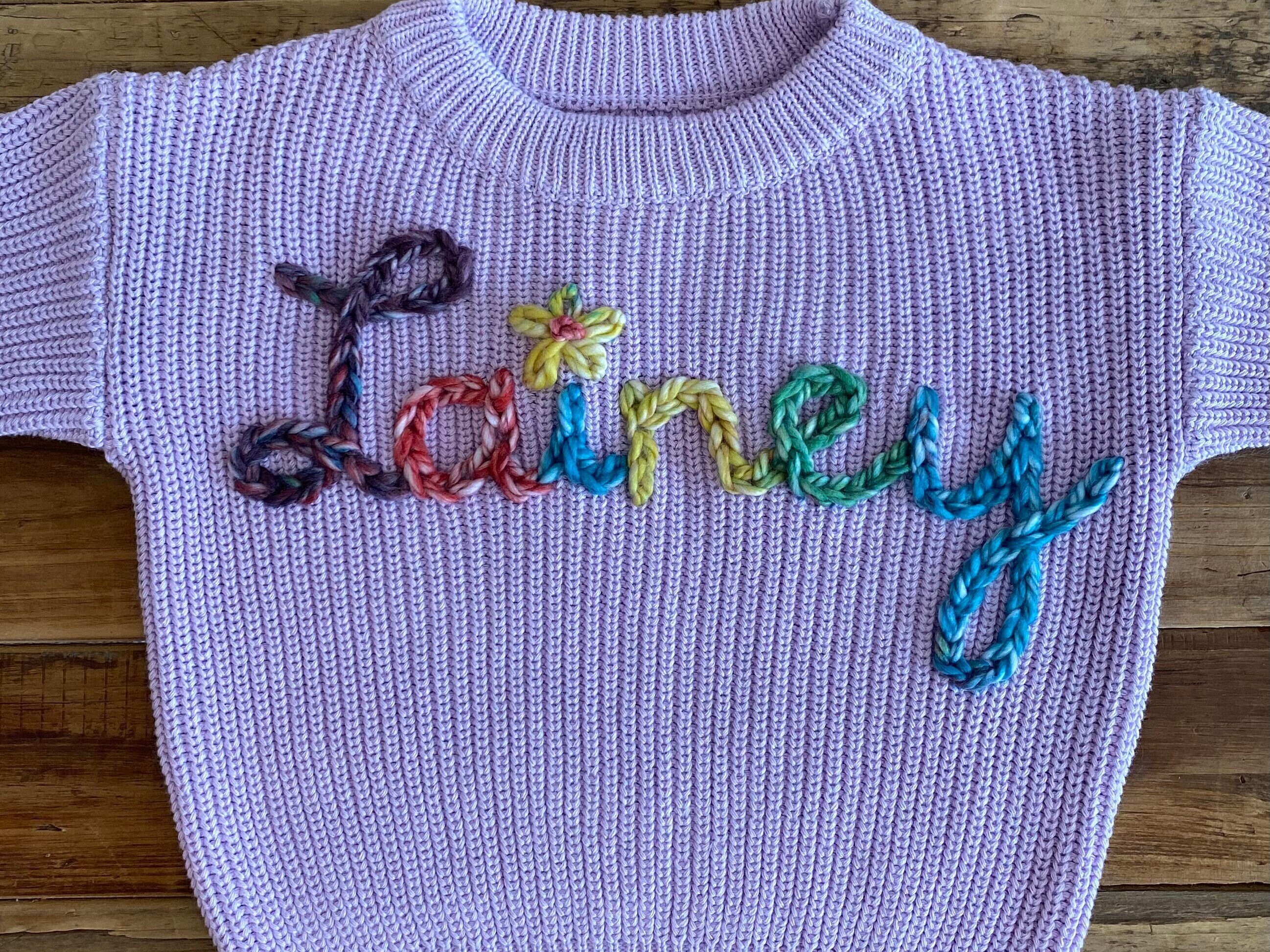Hand Embroidered Custom Name Sweater - Etsy