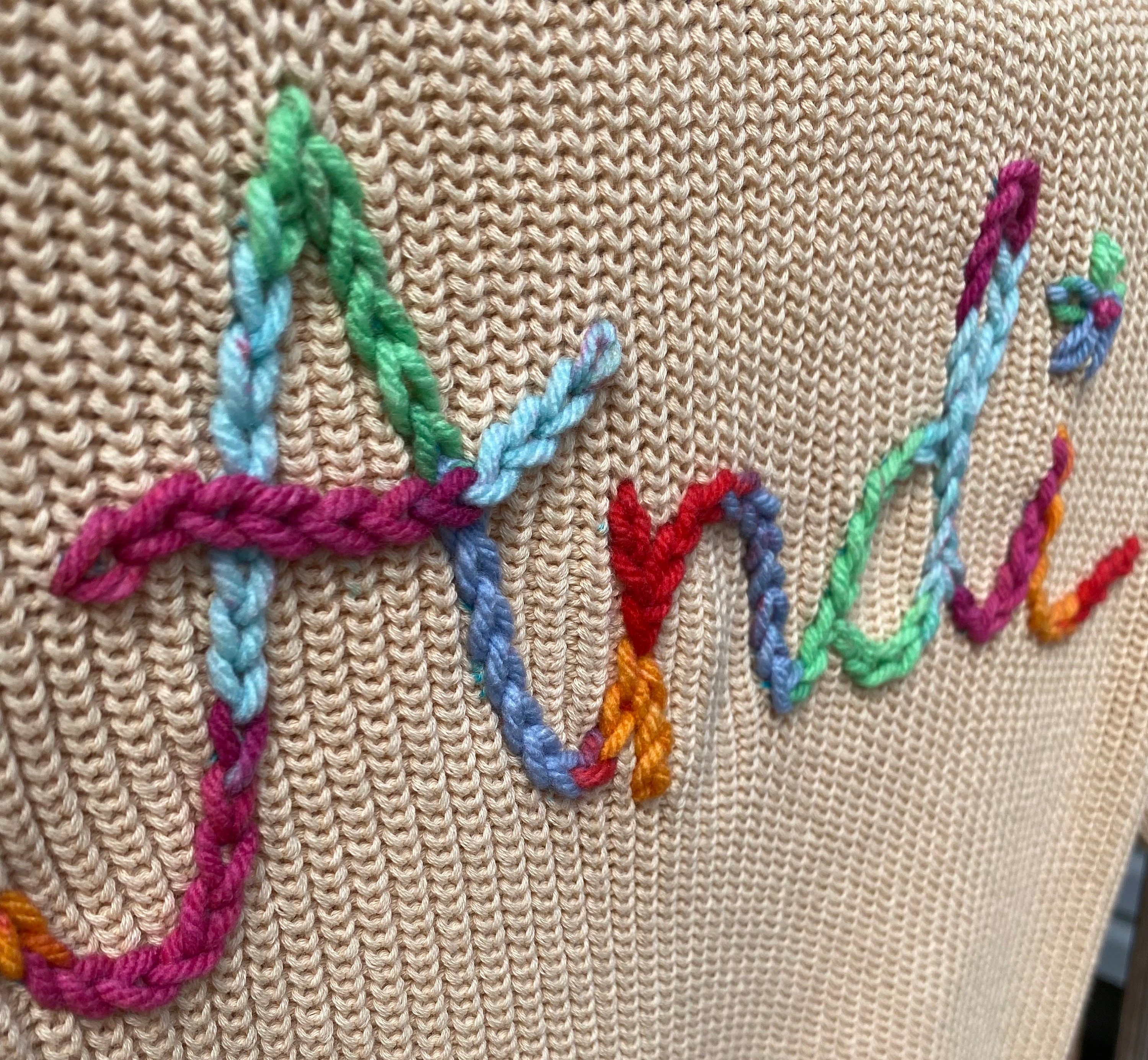 Hand Embroidered Custom Name Sweater - Etsy