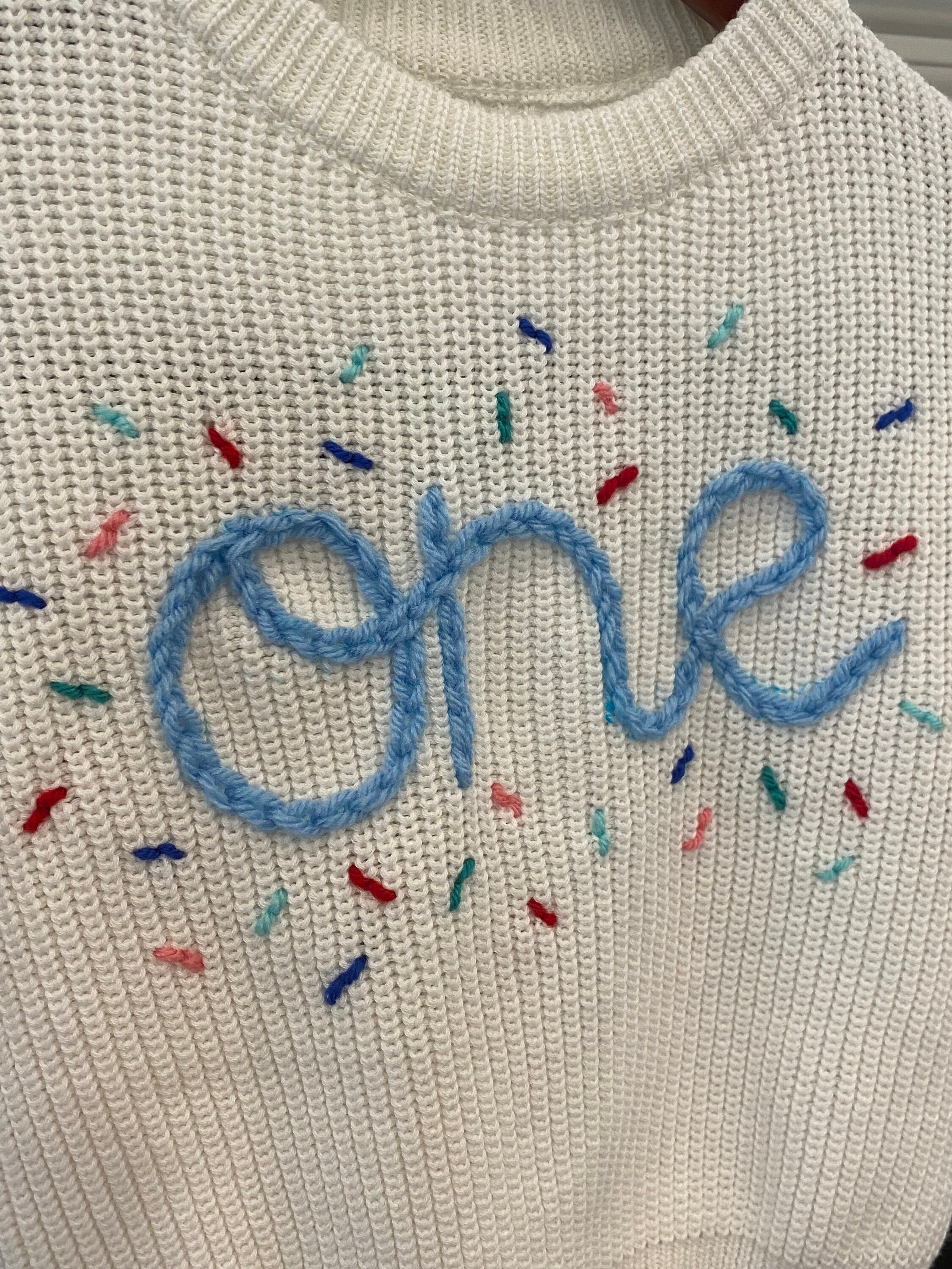 Hand Embroidered Custom Name Sweater - Etsy