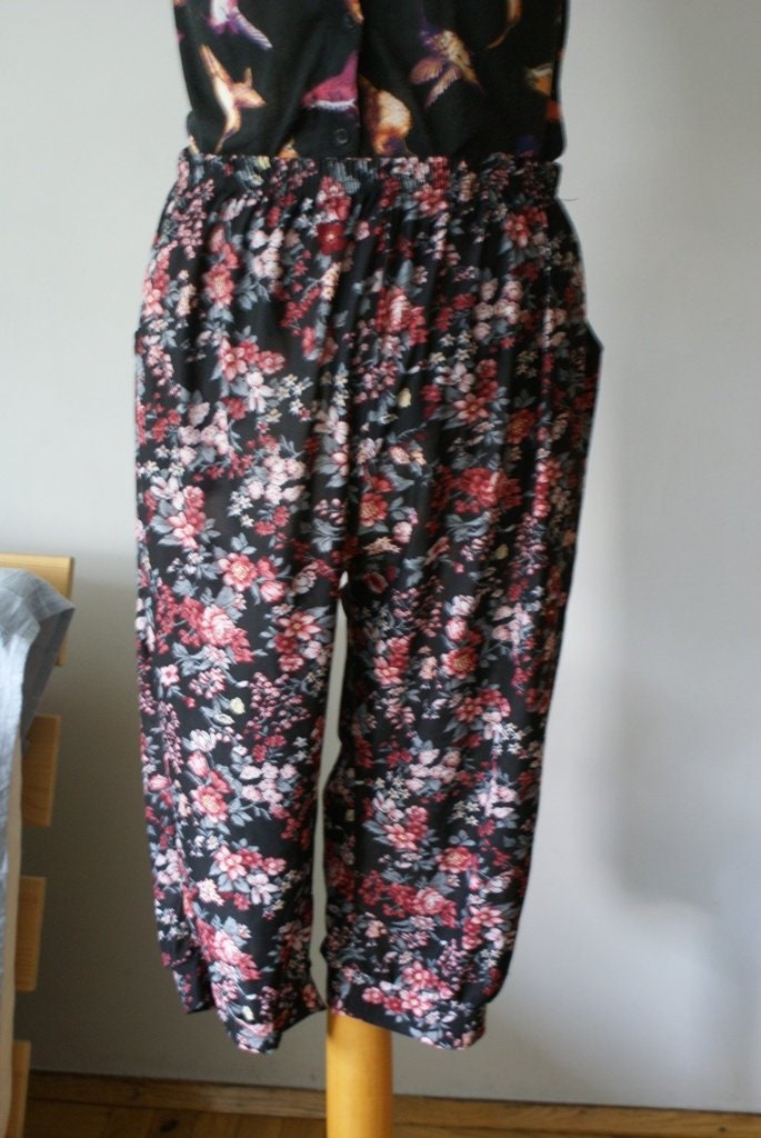 Vintage Colorful Boho Pants in Floral Print Vintage Summer Trousers ...