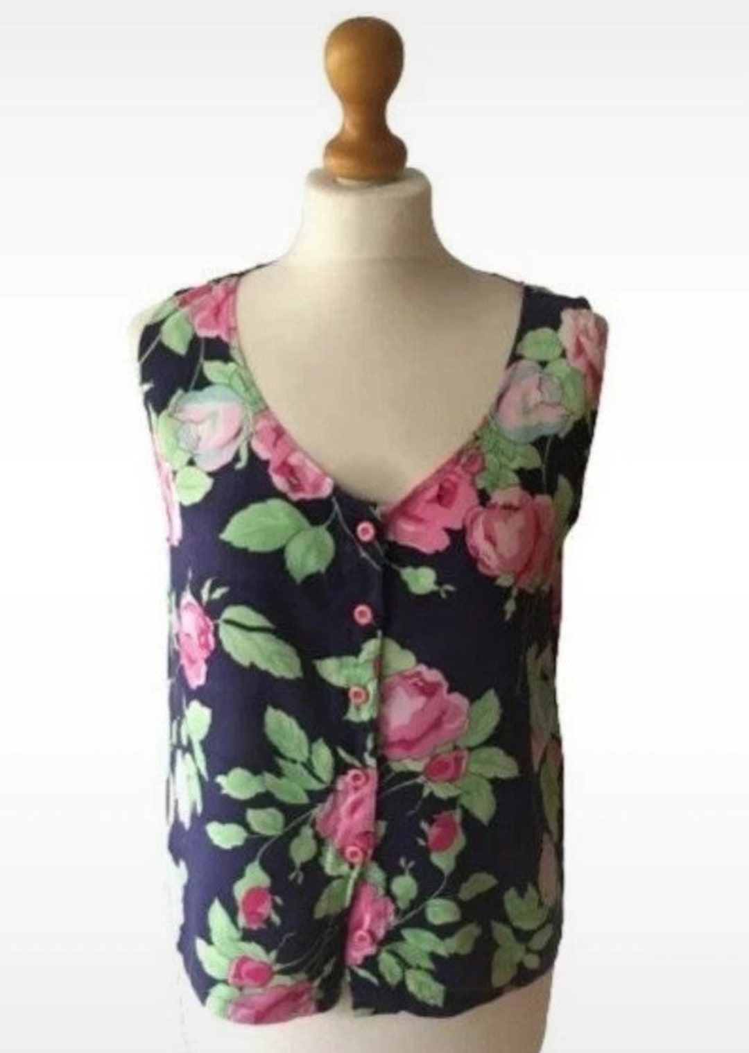 Vintage Cottage Core Floral Blouse With Buttons - Romantic Floral Top ...