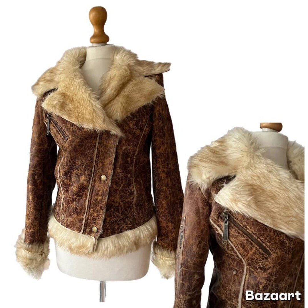 Vintage Y2K Pilot Jacket With Fur Collar Fur Coquette Penny Lane ...