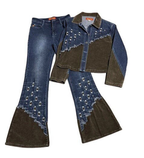 Vintage Y2K Miss Sixty Outfit 2000s Denim Jacket and Wide Leg Pants Set ...