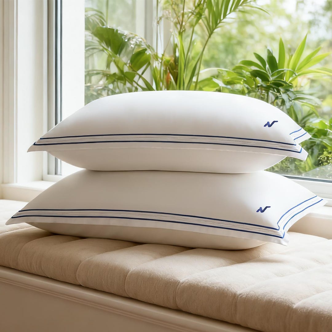 Netbors Embroidered Cotton Pillowcases, 600 Thread Count, Hotel Luxury ...