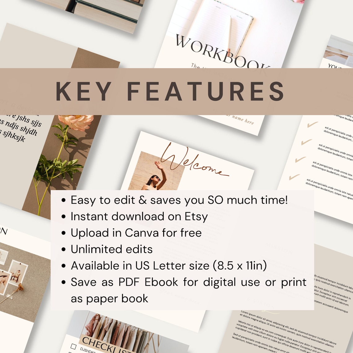 Ebook Template Canva Workbook Template Canva Neutral Tone - Etsy