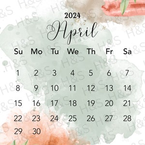 Printable Desk Calendar, Watercolor Calendar, Minimalist Calendar ...